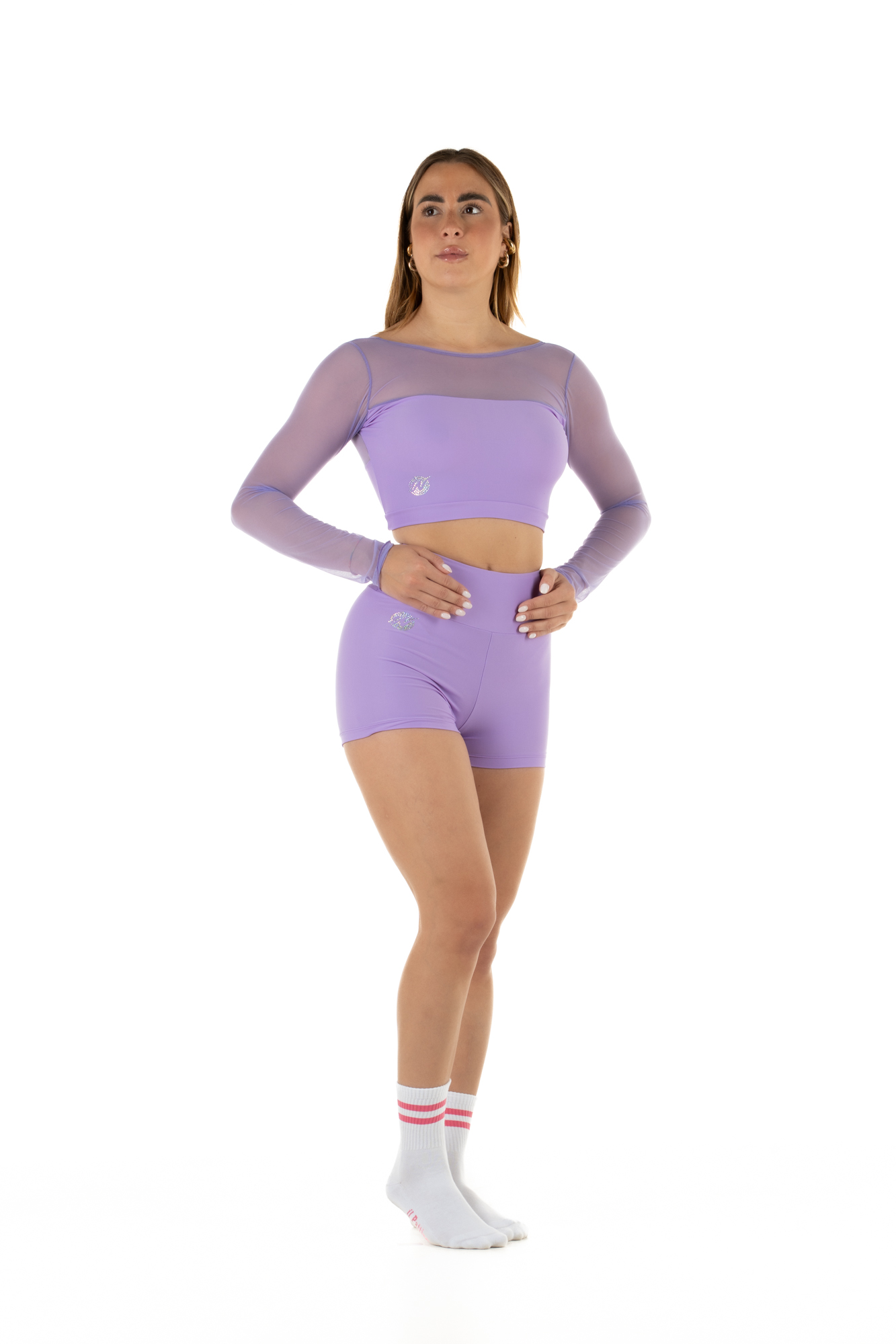 Lycra Crop Top with Mesh Sleeves for Woman | Wave Sportswear